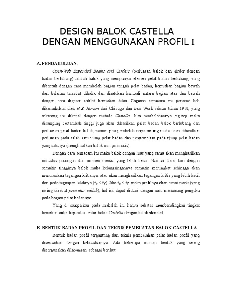 4 Design Balok Castella Dengan Menggunakan Profil I | PDF