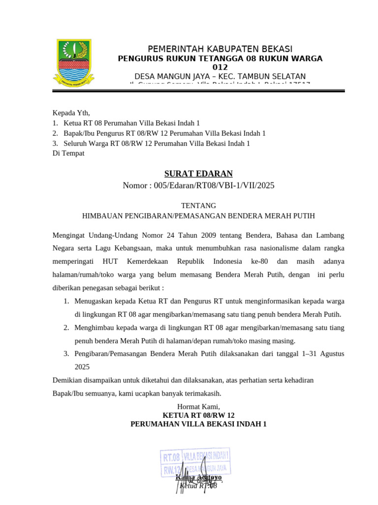 Edaran Bendera Hut Ri 80 | PDF