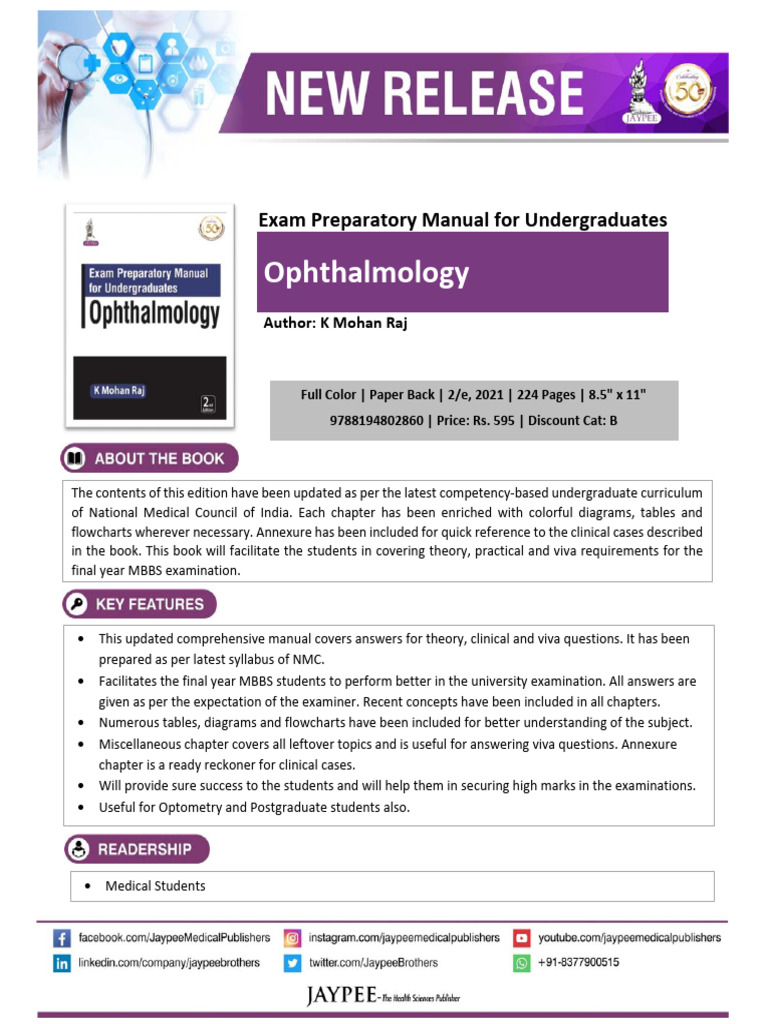 Exam Prep Manual for Ophthalmology | PDF