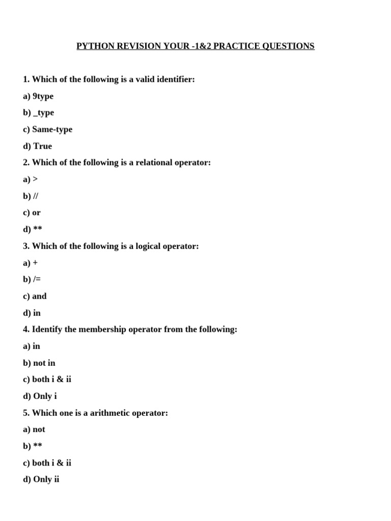 Practice Output Questions | PDF | Control Flow | Python (Programming ...