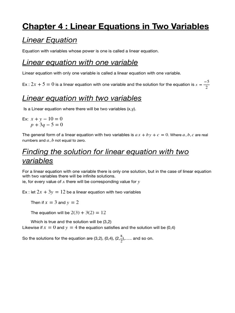 Understanding Linear Equations | PDF