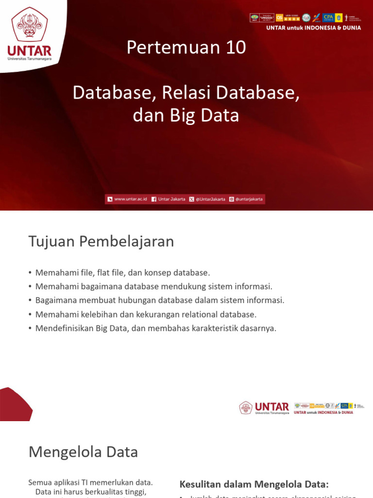 Pertemuan 10 Database, Relasi Database, Dan Big Data | PDF