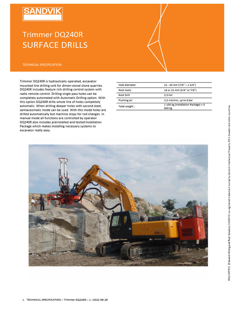 Dq240r Specification Sheet English | PDF | Drilling | Drill