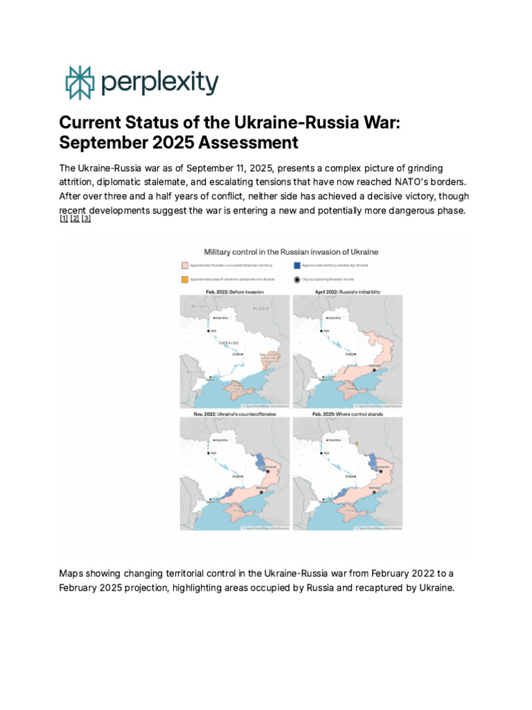 Current Status of The Ukraine-Russia War - Septembe | PDF | Ukraine ...