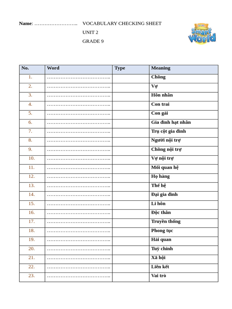 Vocabulary Check 9smart | PDF
