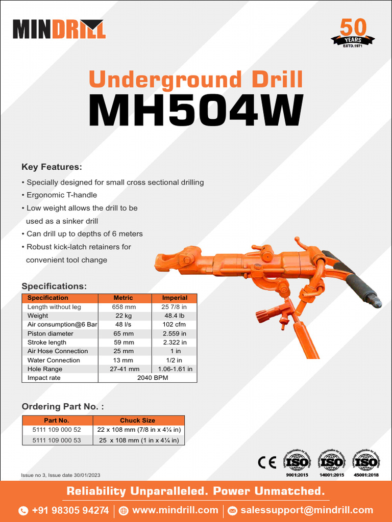 MH504W Underground Drill Flyers - Mindrill - en | PDF