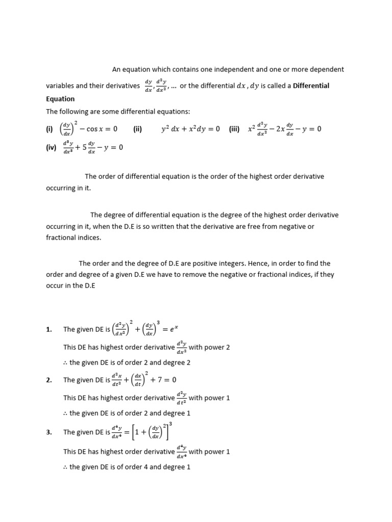 Basics of Differential Equations | PDF | Derivative | Equations