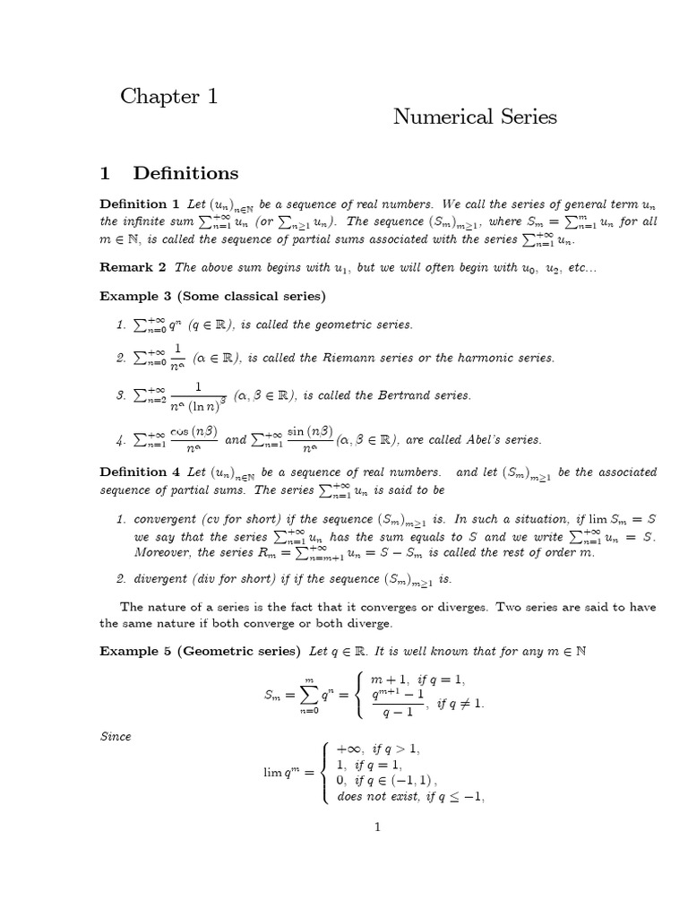 Understanding Numerical Series Concepts | PDF | Series (Mathematics ...