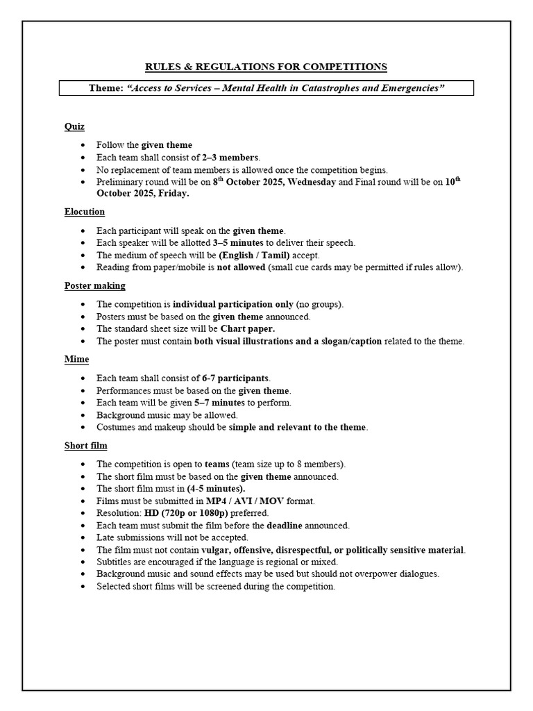 Rules For Mental Health Day-1 | PDF