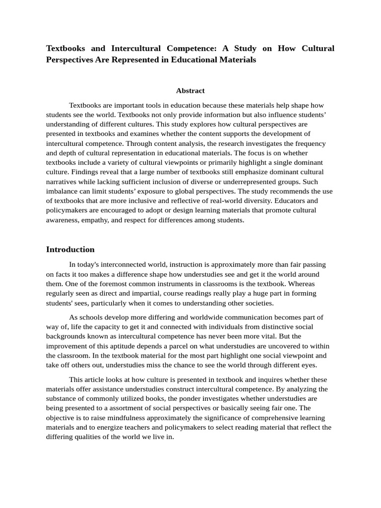 Textbooks and Intercultural Competence A Study On How Cultural ...