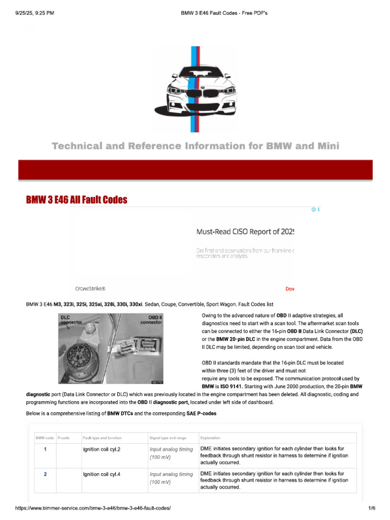 E46 - Error Code DME | PDF