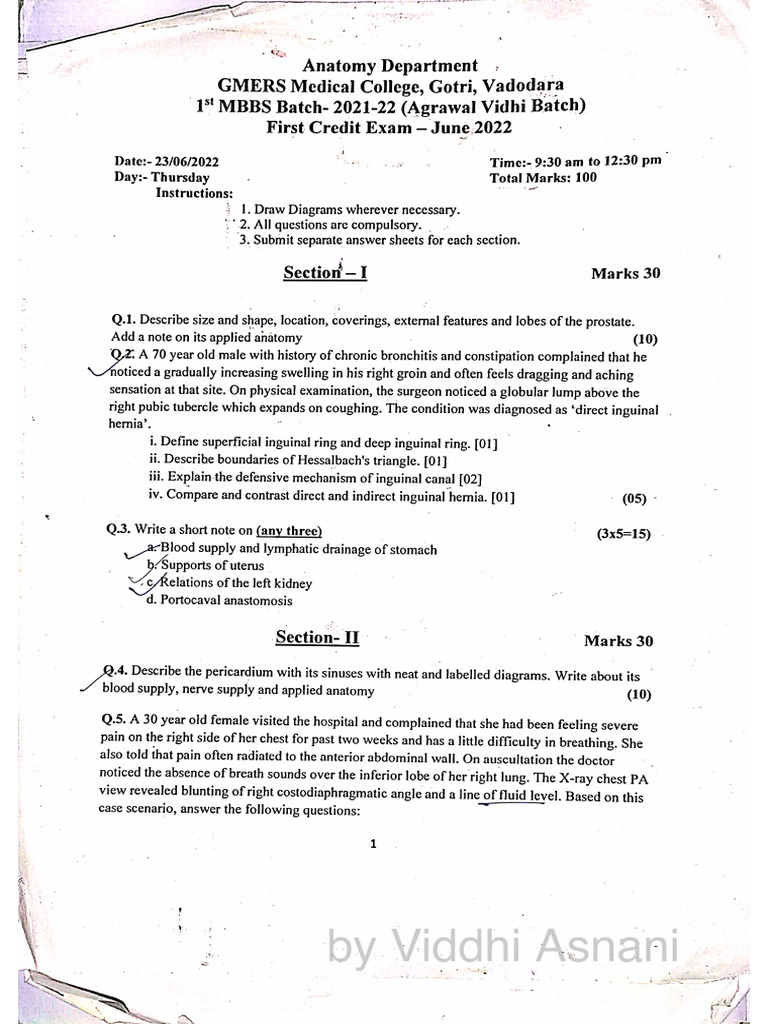 1st Year Exam Papers 2021 Batch | PDF