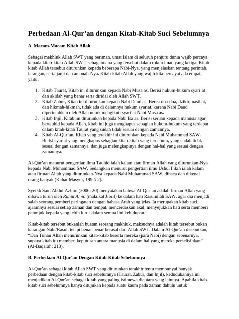 Perbedaan Al-Qur'an dan Kitab Lainnya | PDF