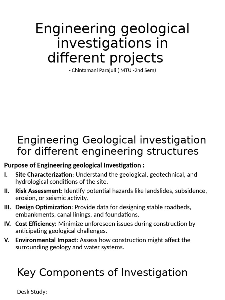 Engineering Geological Investigations | PDF | Dam | Groundwater