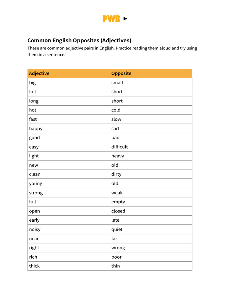 Opposites | PDF