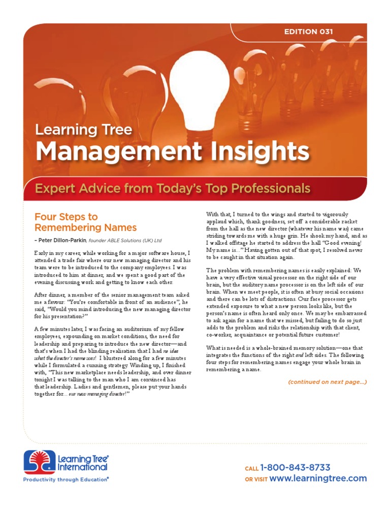 Four Steps To Remembering Names | PDF | Memory