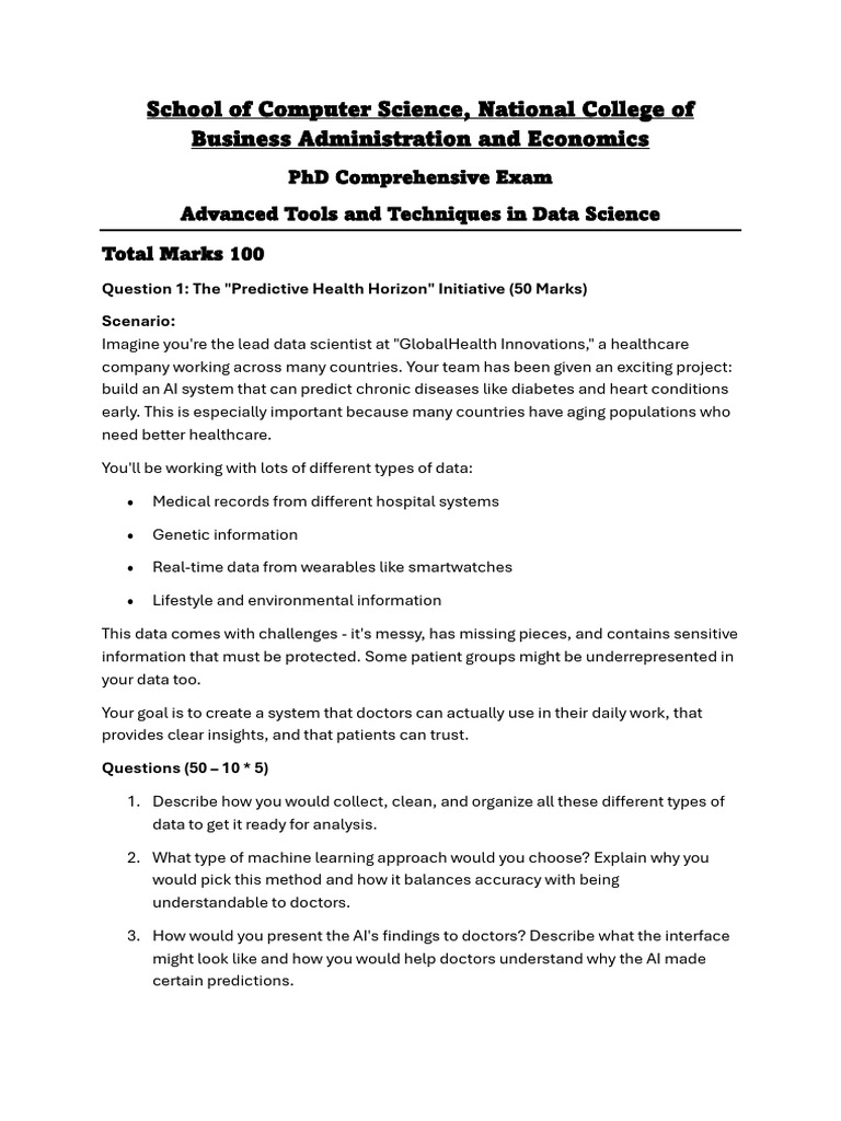 PhD Comp Exam – Advanced Tools and Techniques in Data Science. | PDF ...