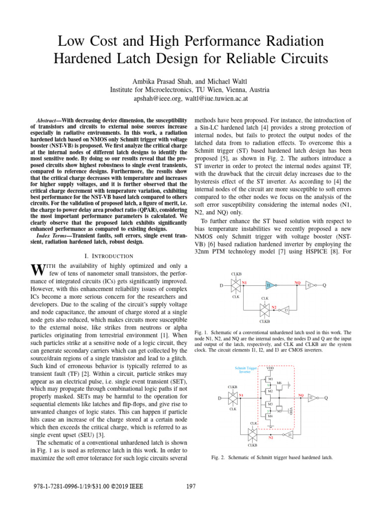 Low Cost and High Performance Radiation Hardened Latch Design For ...