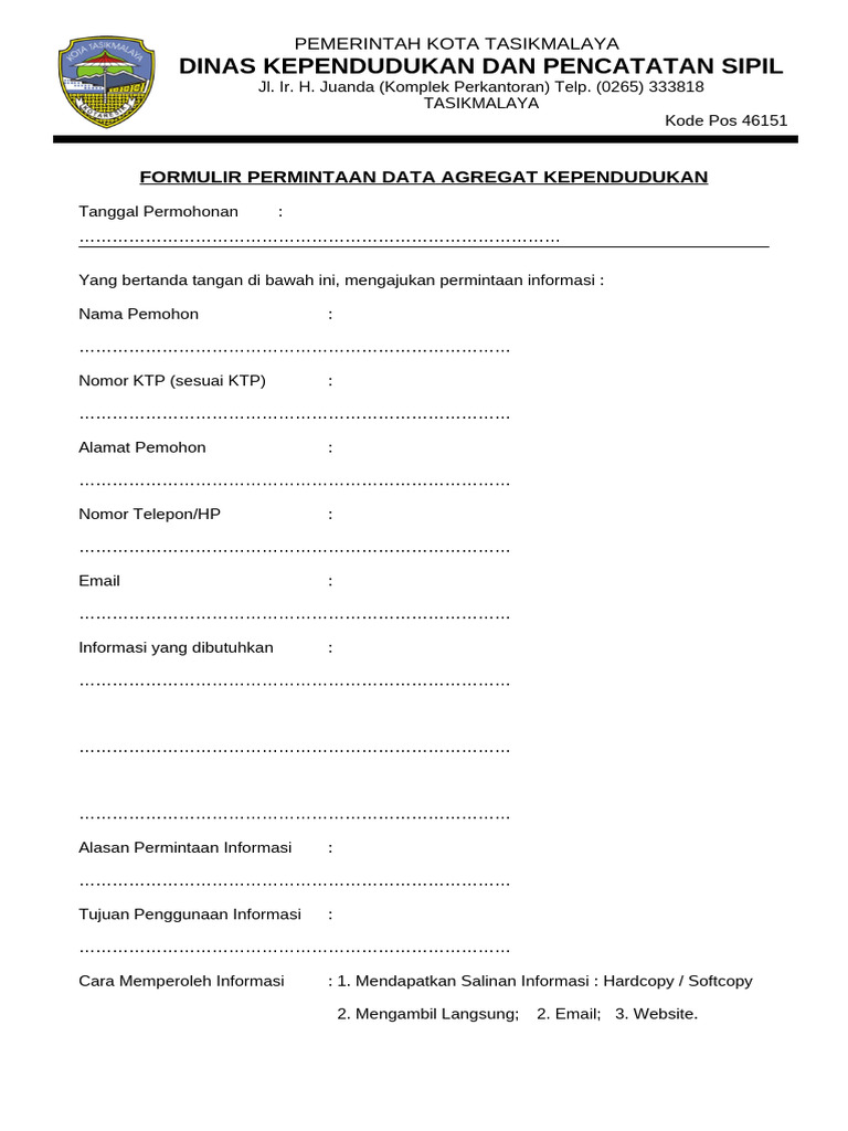 Form Permintaan Data | PDF