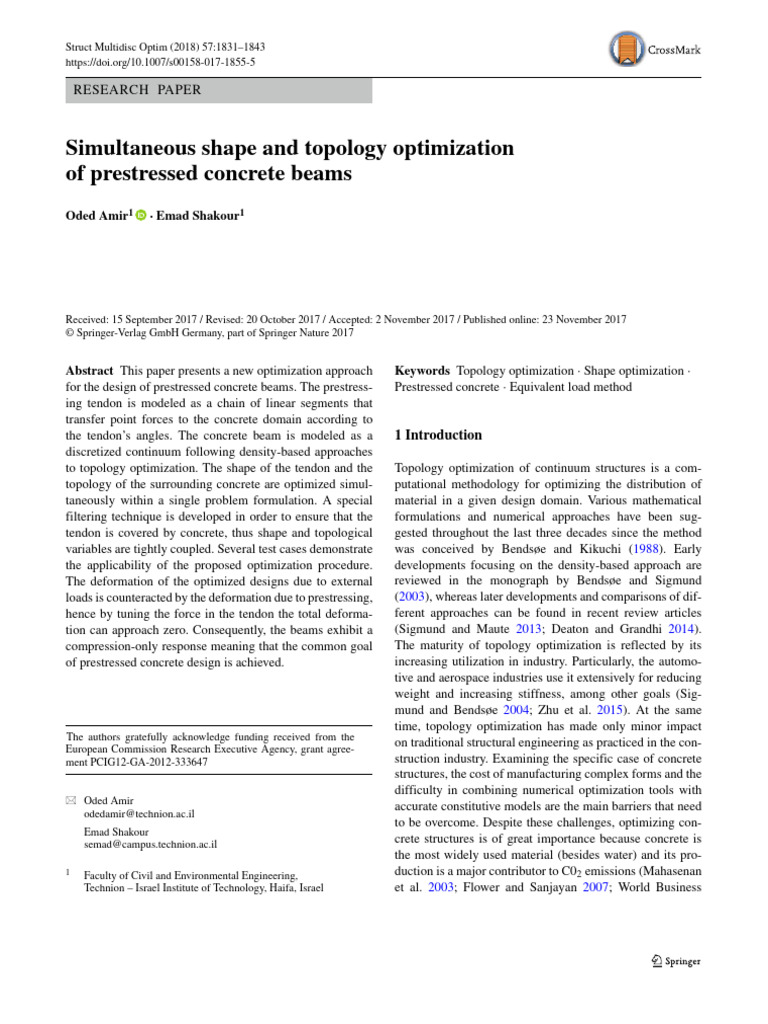 Simultaneous Shape and Topology Optimization | PDF | Beam (Structure) | Prestressed Concrete