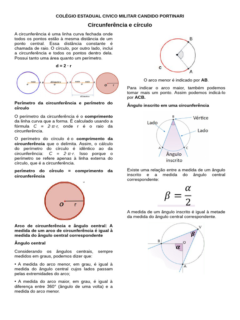 Circunferência e Círculo | PDF | Círculo | Curva