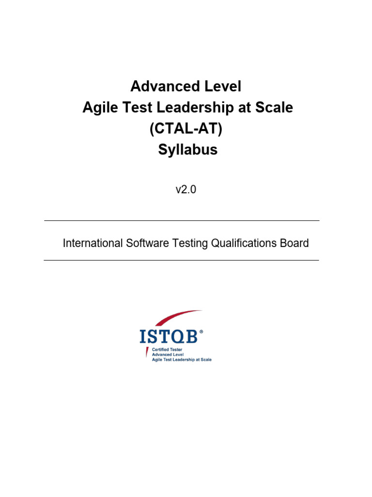 ISTQB CTAL-ATLaS Syllabus v2.0 | PDF | Agile Software Development ...
