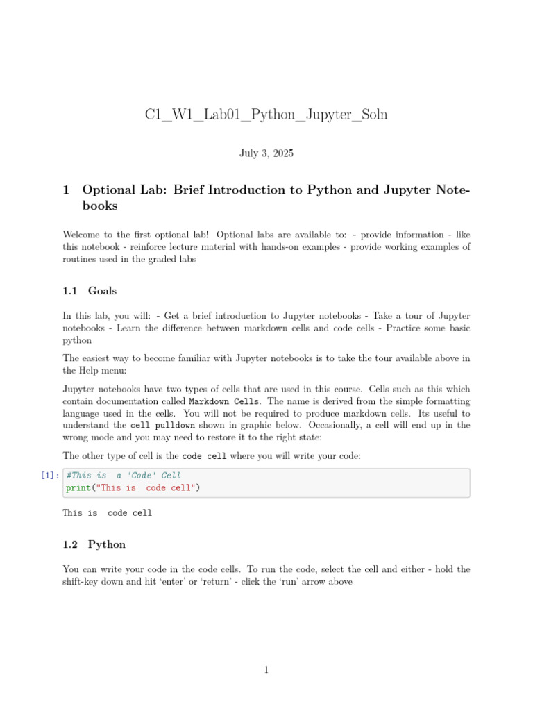C1 W1 Lab01 Python Jupyter Soln | PDF