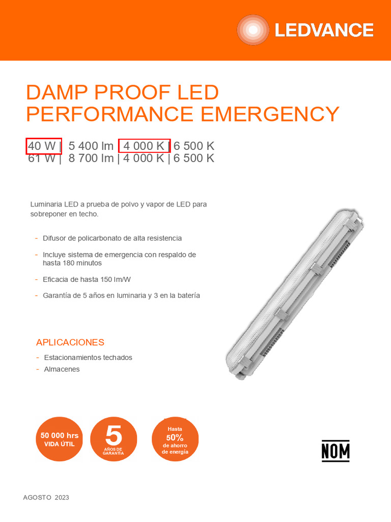 Ledvance® Damp Proof Led PFM Emergency G5 Latam | PDF | Diodo emisor de ...