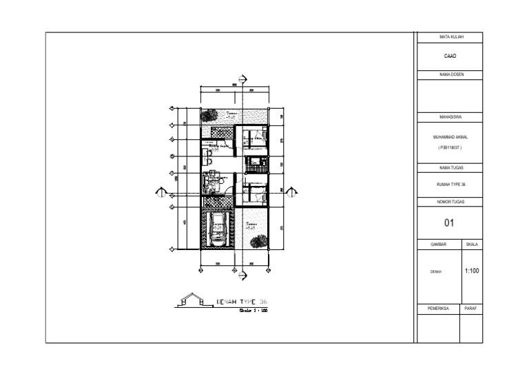Denah Rumah Tipe 36 Skala 1:100 | PDF