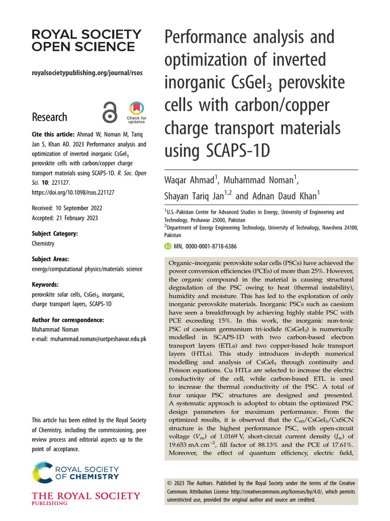 Performance Analysis and Optimization of Inverted | PDF | Photovoltaics ...