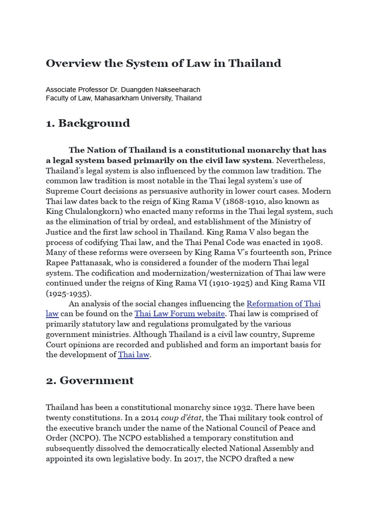 System of Law in Thailand - 250815 - 194730 | PDF | Supreme Courts ...