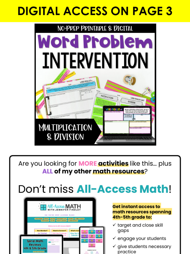 Intervention Word Problems | PDF | Classroom