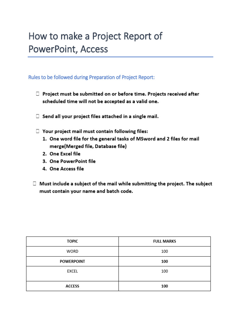 My Project On Ms Powrpoint Access | PDF | Microsoft Excel | Microsoft ...