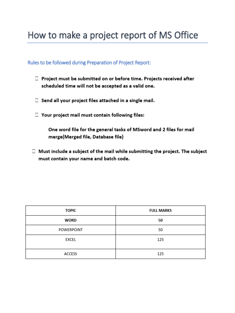 MS Office Project Report Guide | PDF | Microsoft Excel | Microsoft Word