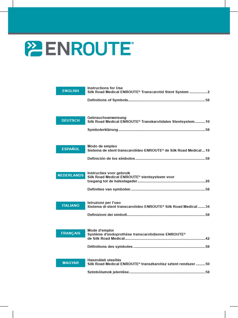 11594.3 ENROUTE Transcarotid Stent System IFU | PDF | Interventional ...