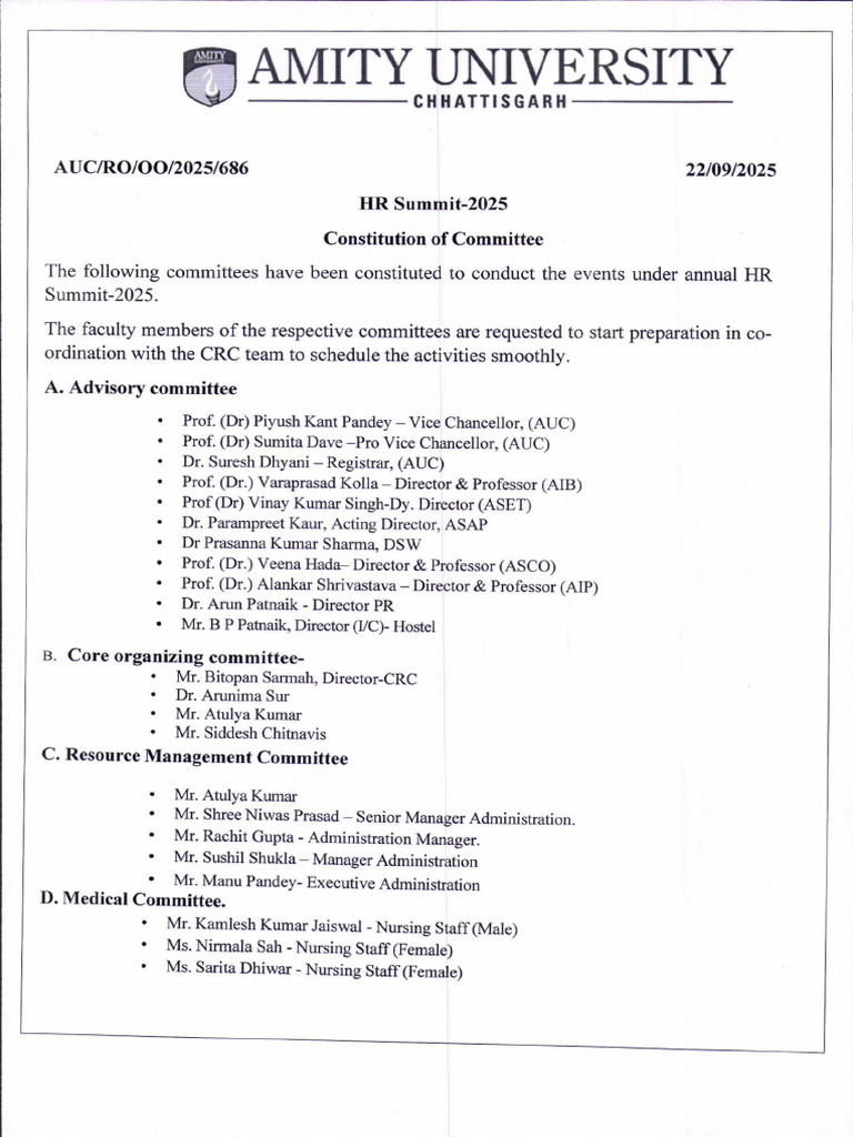 HR Summit 2025 Committee Constitution | PDF