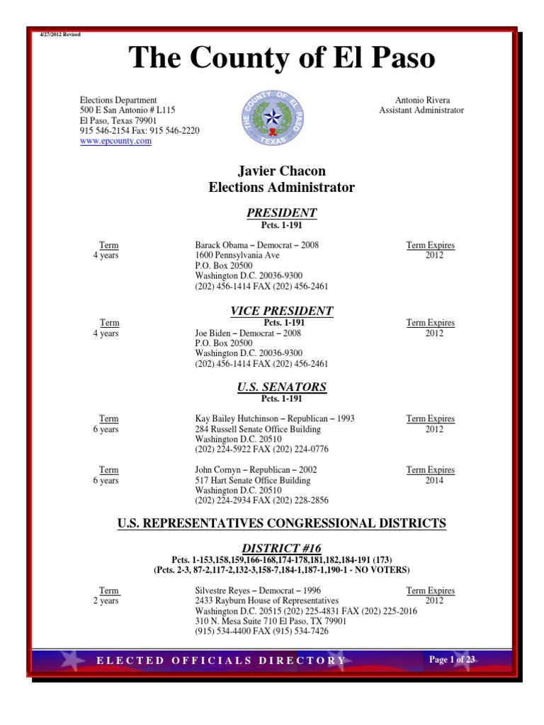 Elected Officials | PDF | American Politicians | American Government