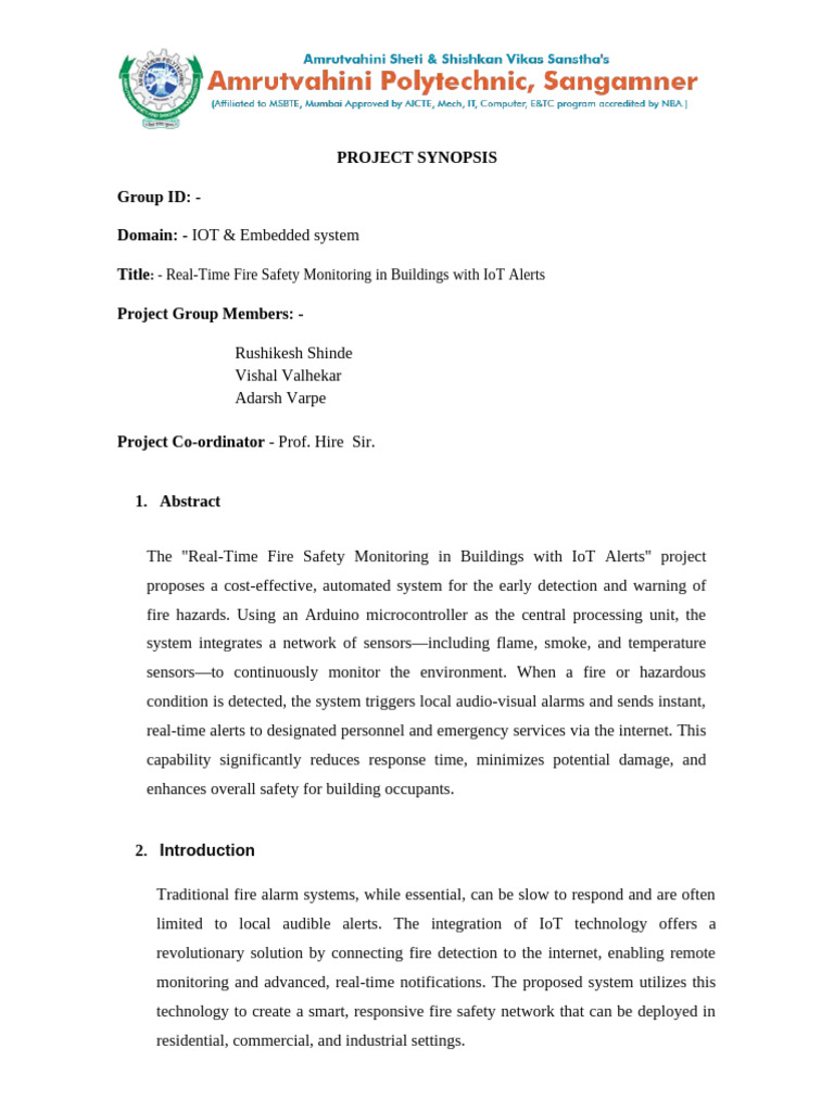 IoT Fire Safety Monitoring System | PDF | Internet Of Things | Sensor