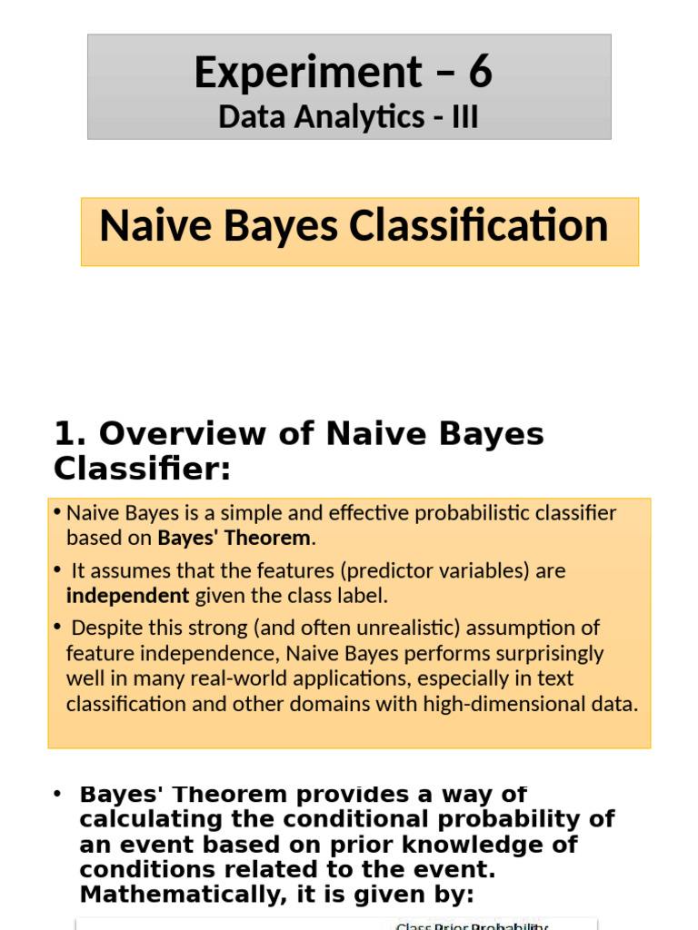 Naive Bayes Classification | PDF | Statistical Classification | Applied Mathematics