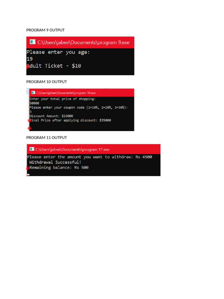 Program 9,10,11 Output | PDF