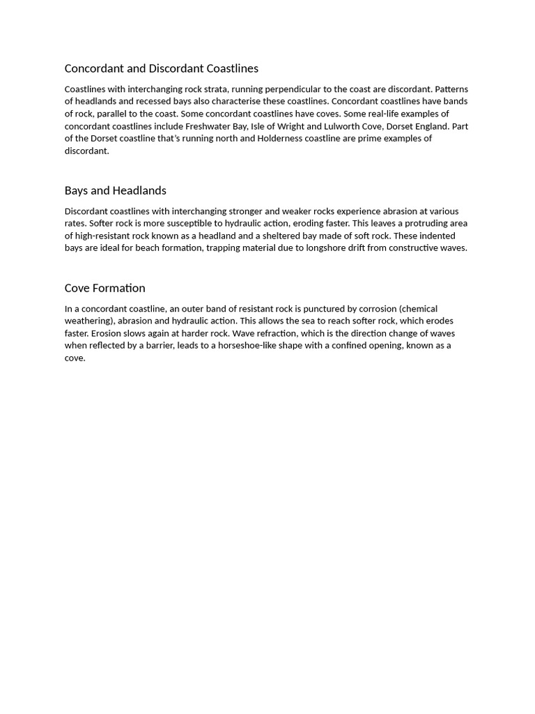 Concordant vs. Discordant Coastlines | PDF