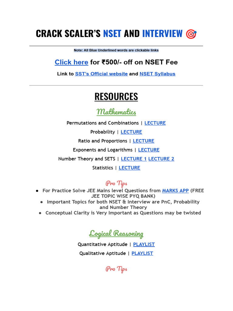 NSET Scaler Exam Preparation Guide | PDF