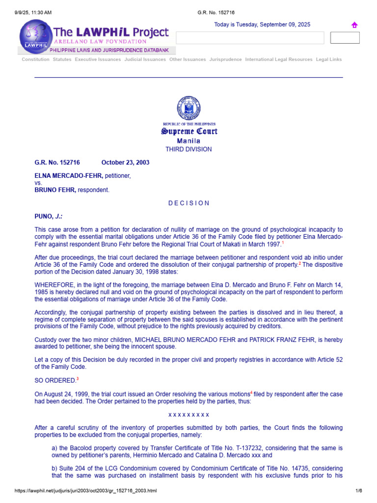 Marriage Nullity Case: Mercado-Fehr Decision | PDF | Appeal | Certiorari