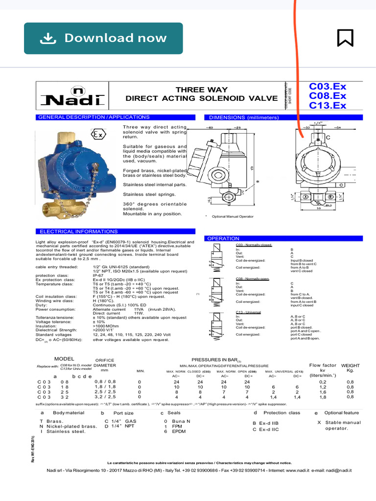 Three-Way Solenoid Valve Specifications | PDF | Valve | Electricity