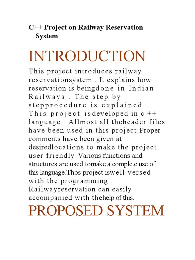 C++ Project On Railway Reservation System | PDF | Areas Of Computer ...