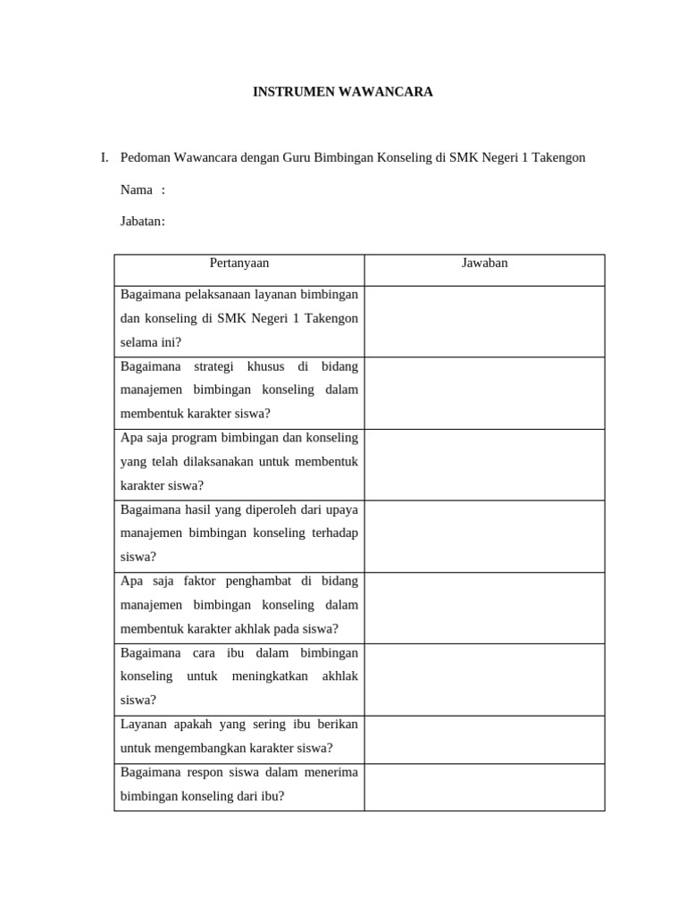 Acc Instrumen Wawancara-Rina | PDF