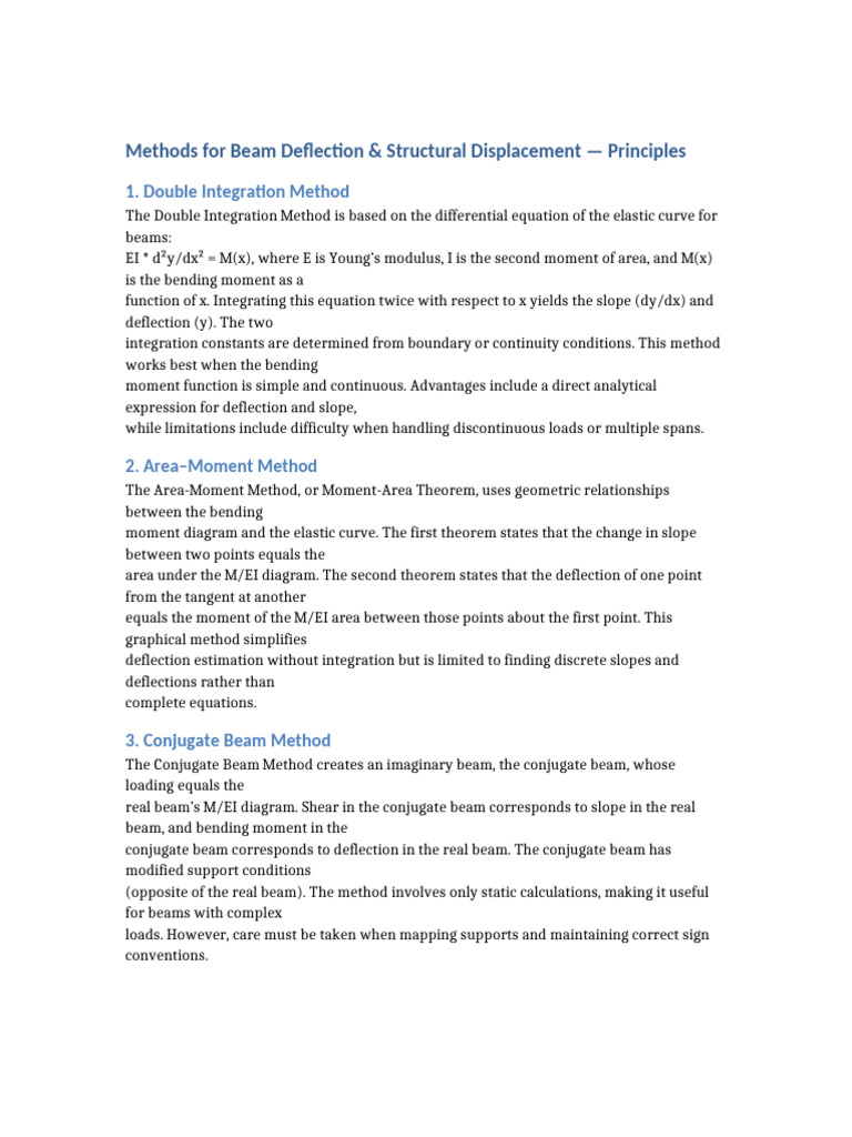 Principles_of_Beam_Deflection_Methods | PDF | Bending | Beam (Structure)
