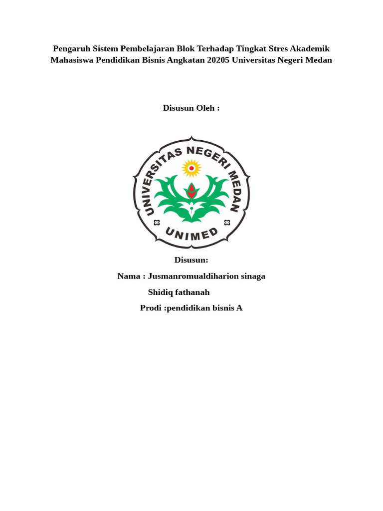 Pengaruh Sistem Pembelajaran Blok Terhadap Tingkat Stres Akademik ...