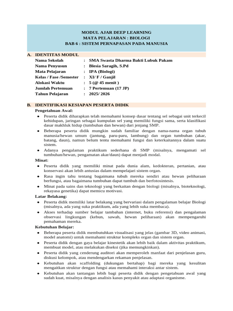 Bab 6 Sistem Pernapasan Manusia | PDF