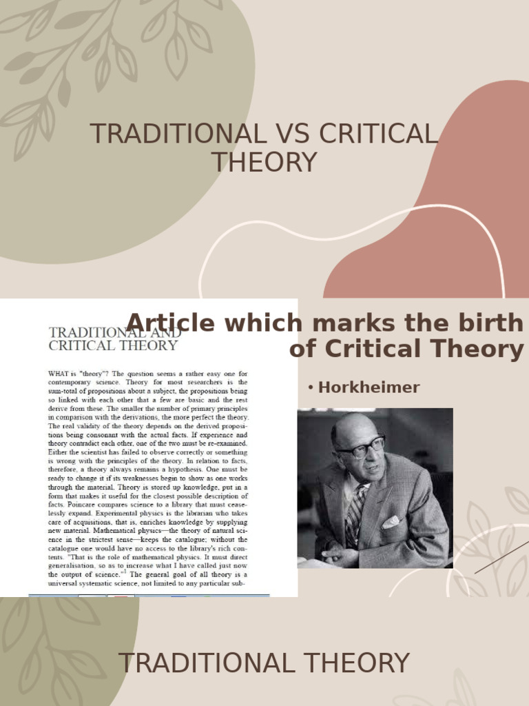 Traditional vs. Critical Theory Explained | PDF | Critical Theory ...